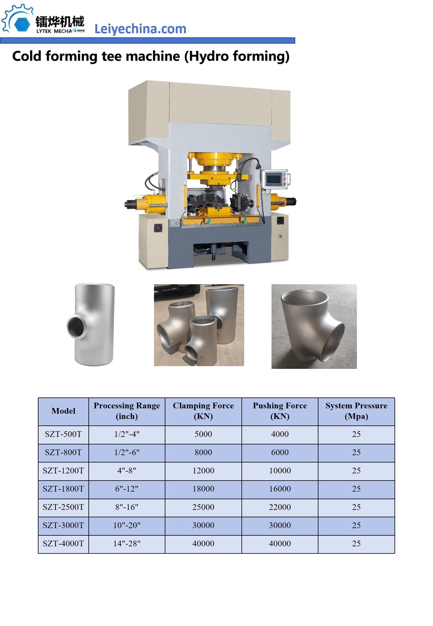 Tee forming machine, Tee Hydroforming machine – Leiye china, LYTEK ...